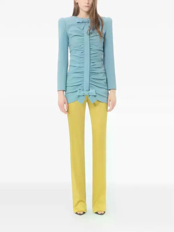Valentino Garavani Crispy Light Wool Jacket With Bow Detail - Blue