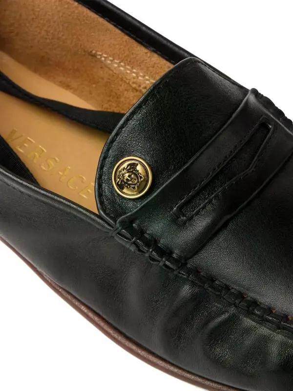Versace Guanto Leather Loafers With Medusa Hardware - Black