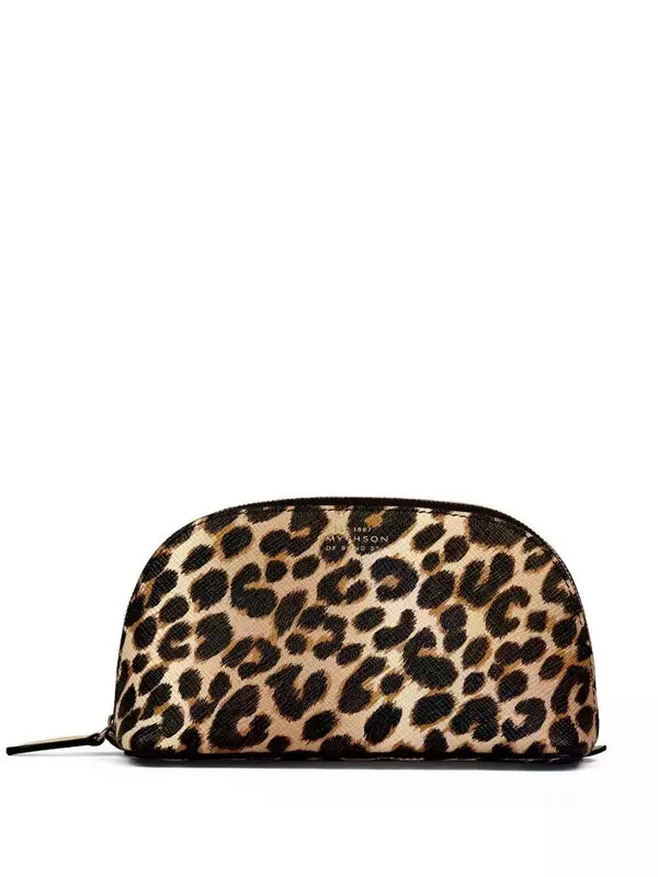 Smythson Leopard Print Makeup Bag - Neutrals