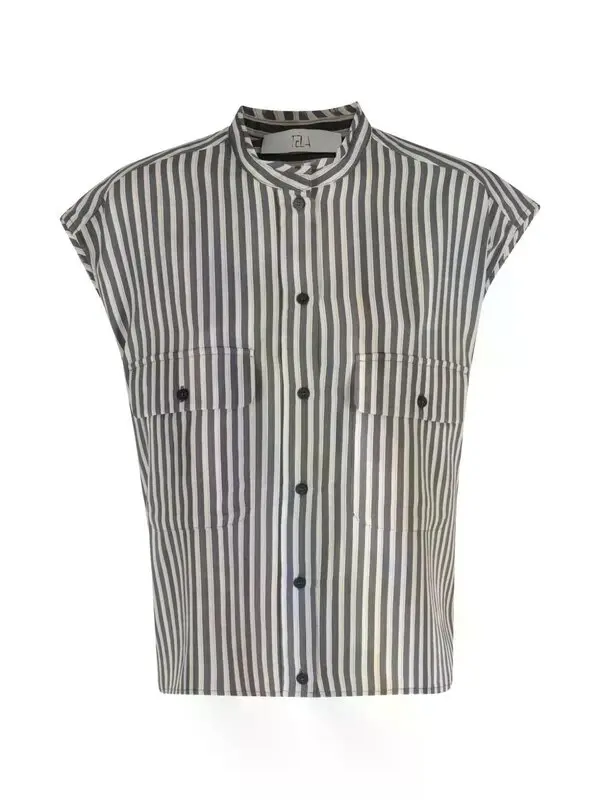 TELA Striped Pocket Shirt - Grey
