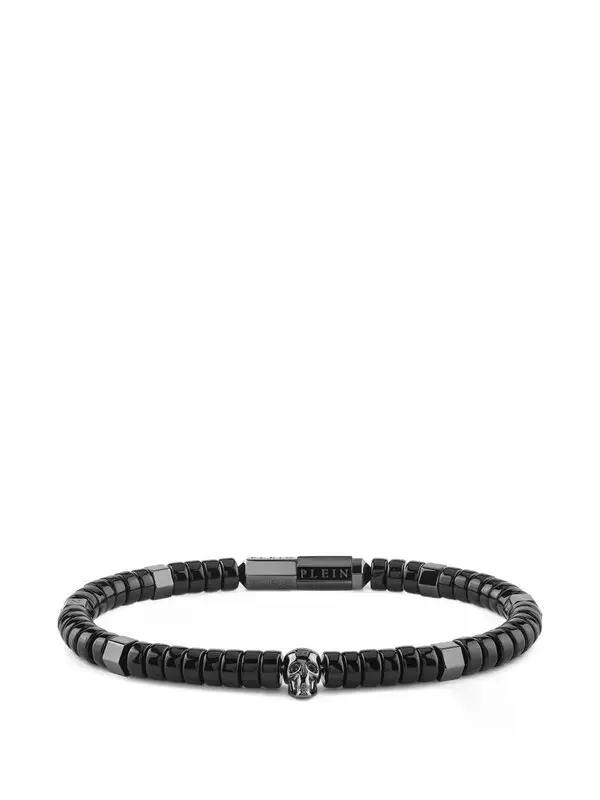 Philipp Plein Beaded Skull Bracelet - Black