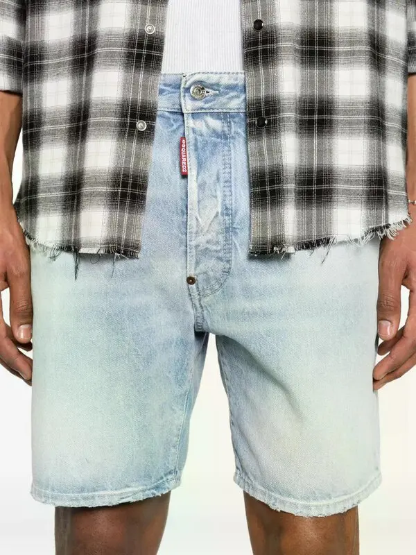 Dsquared2 Light Wash Distressed Denim Shorts