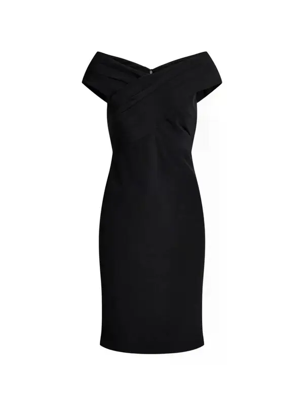 Ralph Lauren Crossover Off-shoulder Midi Dress - Black