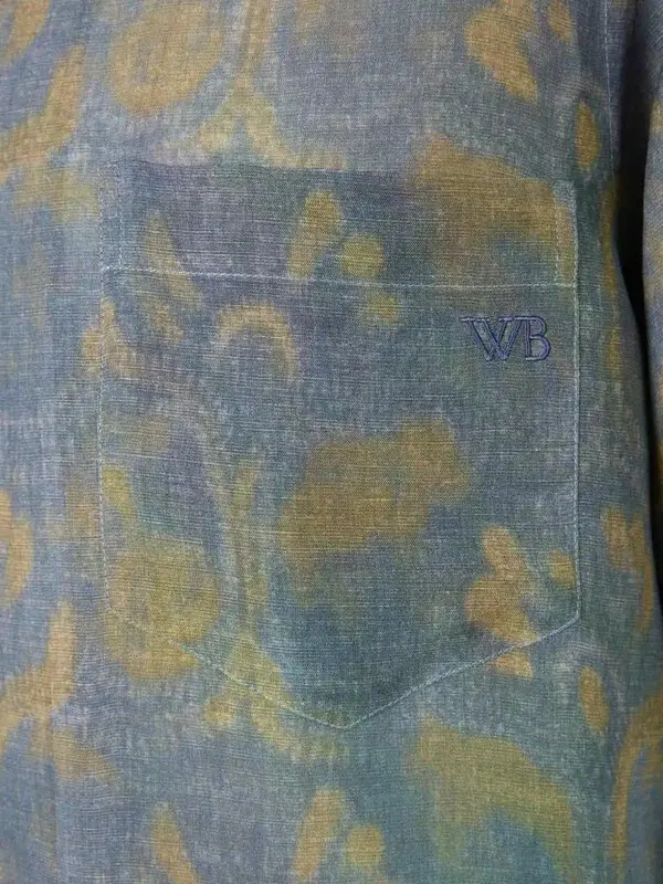 WALES BONNER Short-sleeve Pattern Shirt - Blue