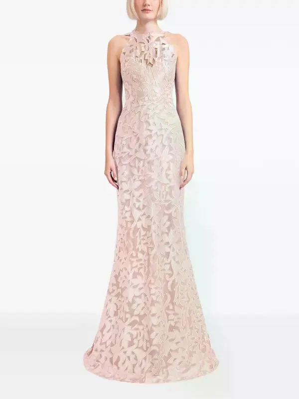 GEMY MAALOUF Floral Satin Maxi Dress - Pink