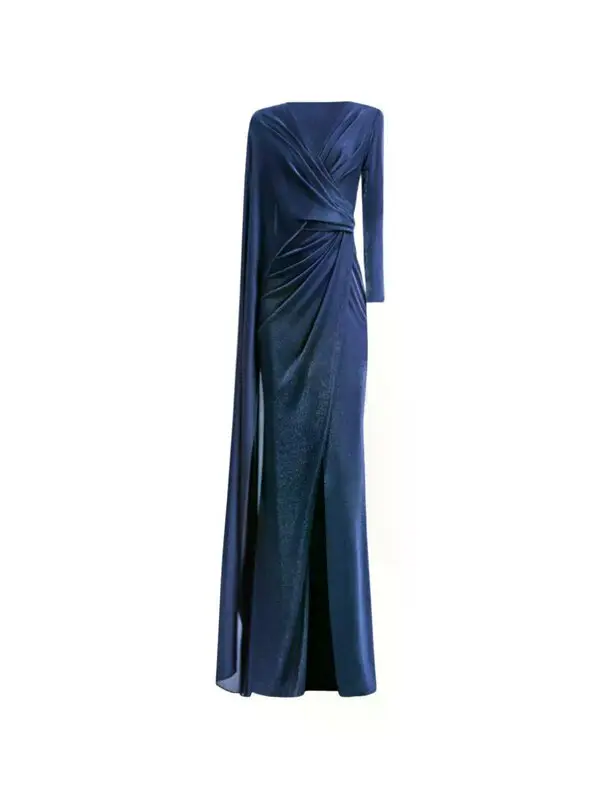 GEMY MAALOUF Draped Cape-sleeve Maxi Dress - Blue