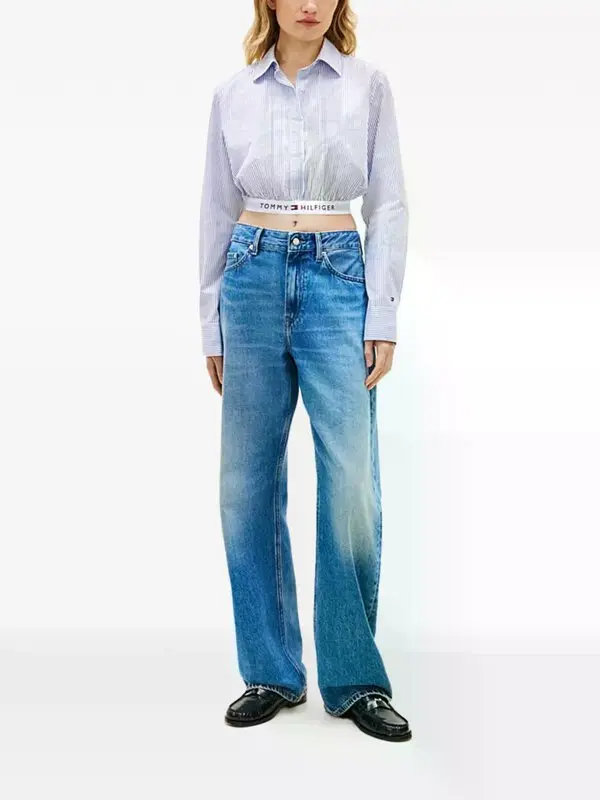 Tommy Hilfiger Striped Cropped Shirt - White
