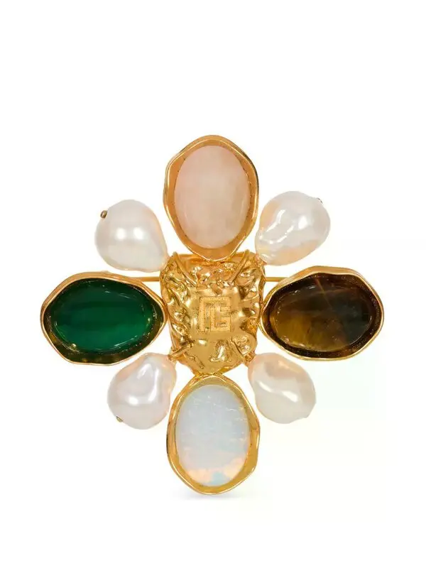 Balmain Baroque Geometric Brooch - Gold