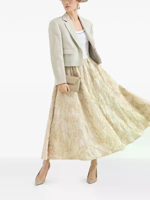 Brunello Cucinelli Embroidered Midi Skirt