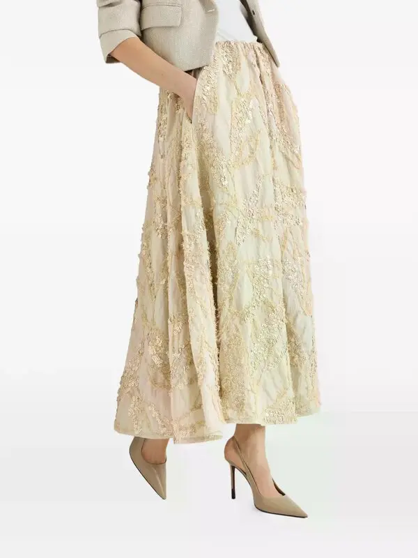 Brunello Cucinelli Embroidered Midi Skirt