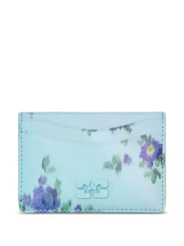 GANNI Floral Print Cardholder - Blue