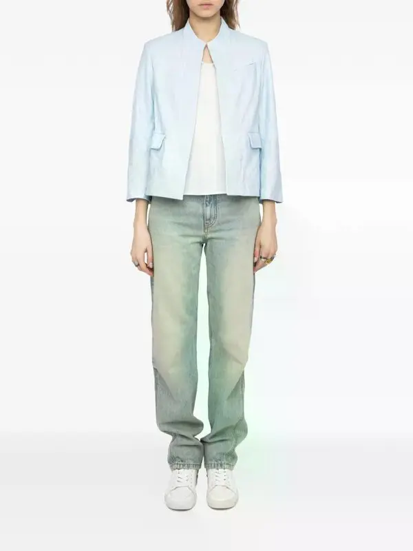 Zadig&Voltaire Veryn Creased Leather Blazer - Blue