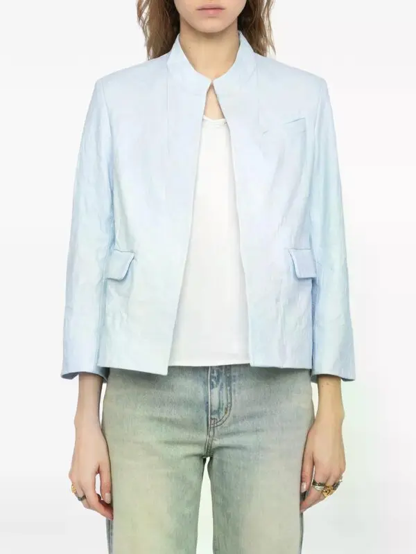 Zadig&Voltaire Veryn Creased Leather Blazer - Blue