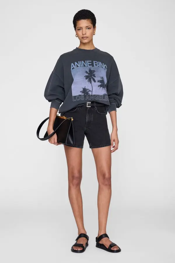 ANINE BING Miles Palms Graphic Sweatshirt - Washed Grey