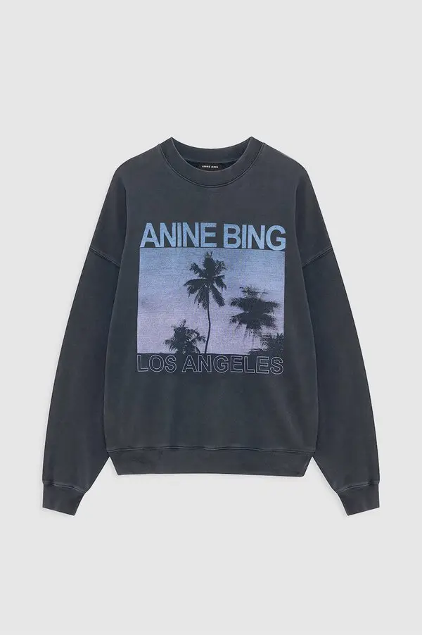 ANINE BING Miles Palms Graphic Sweatshirt - Washed Grey