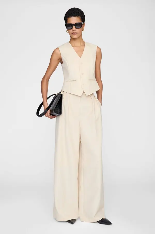 ANINE BING Mario Cropped Vest - Ecru