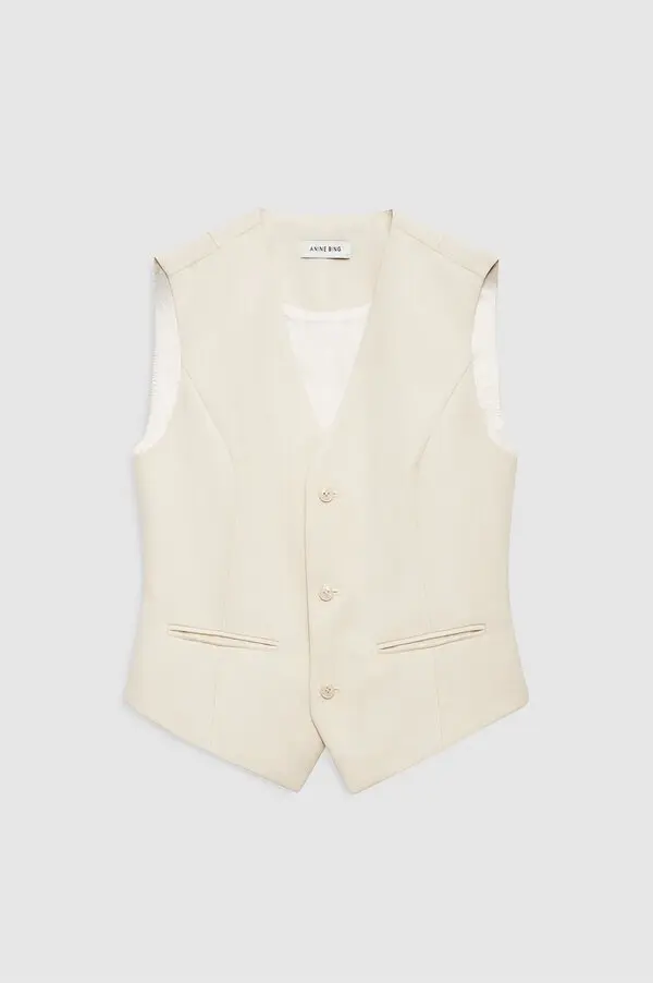 ANINE BING Mario Cropped Vest - Ecru