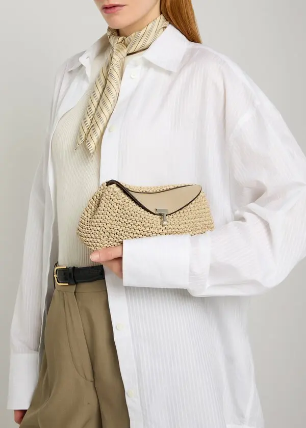 TOTEME T-lock Mini Woven Leather Clutch