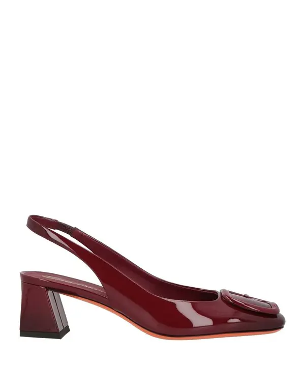 Santoni Leather Slingback Pumps - Red