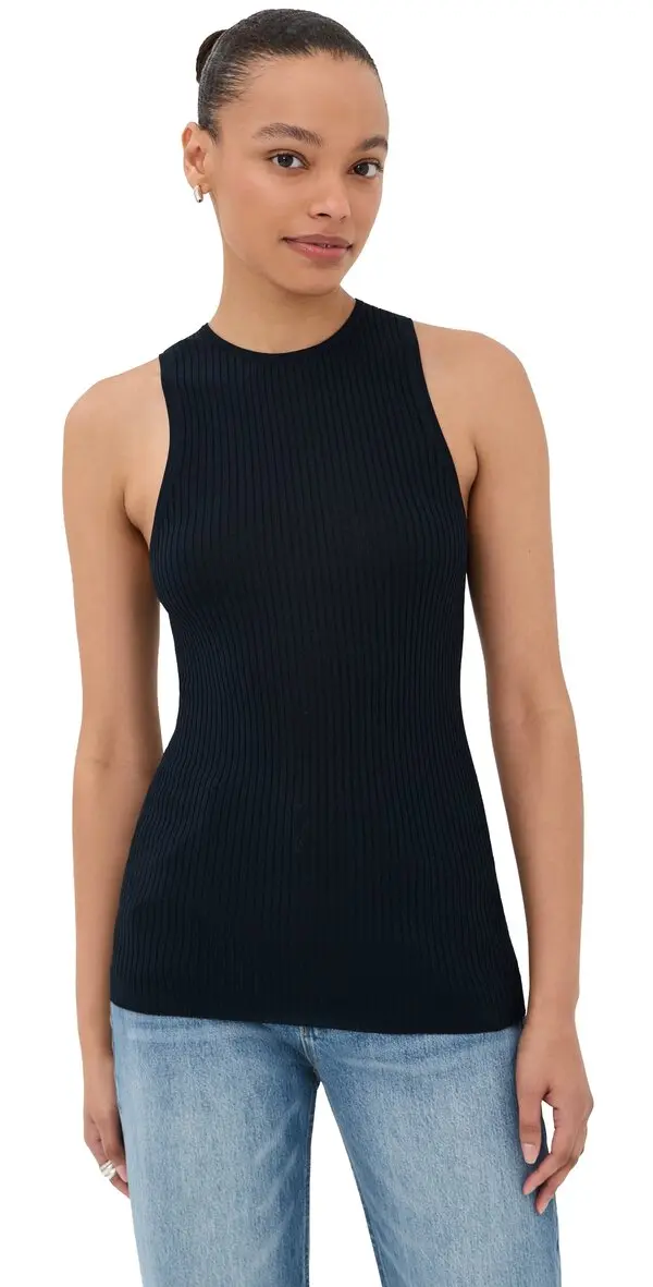 Tibi Ribbed Cut Out Tank Top