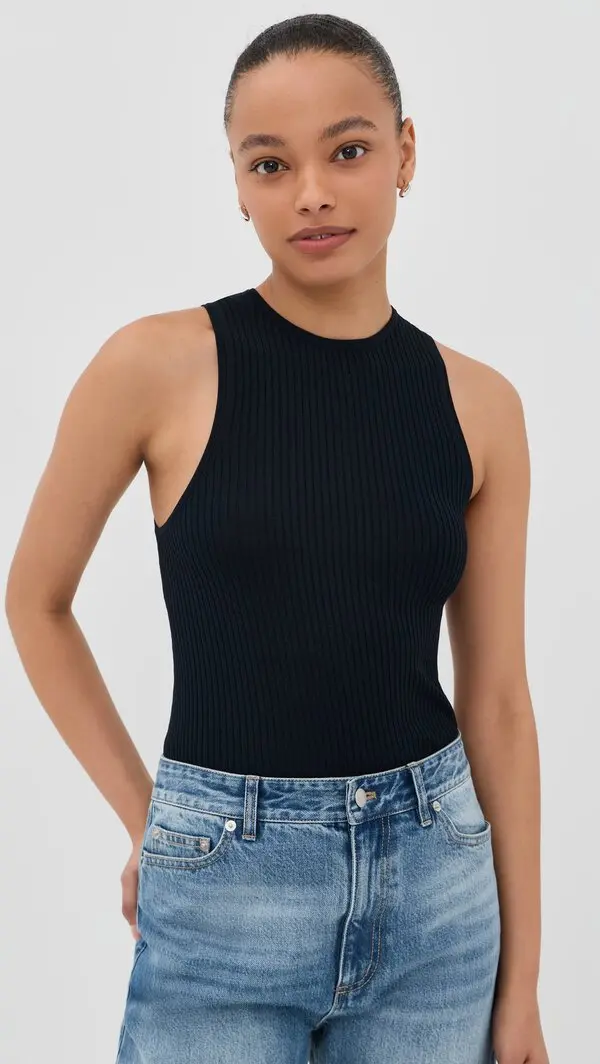 Tibi Ribbed Cut Out Tank Top