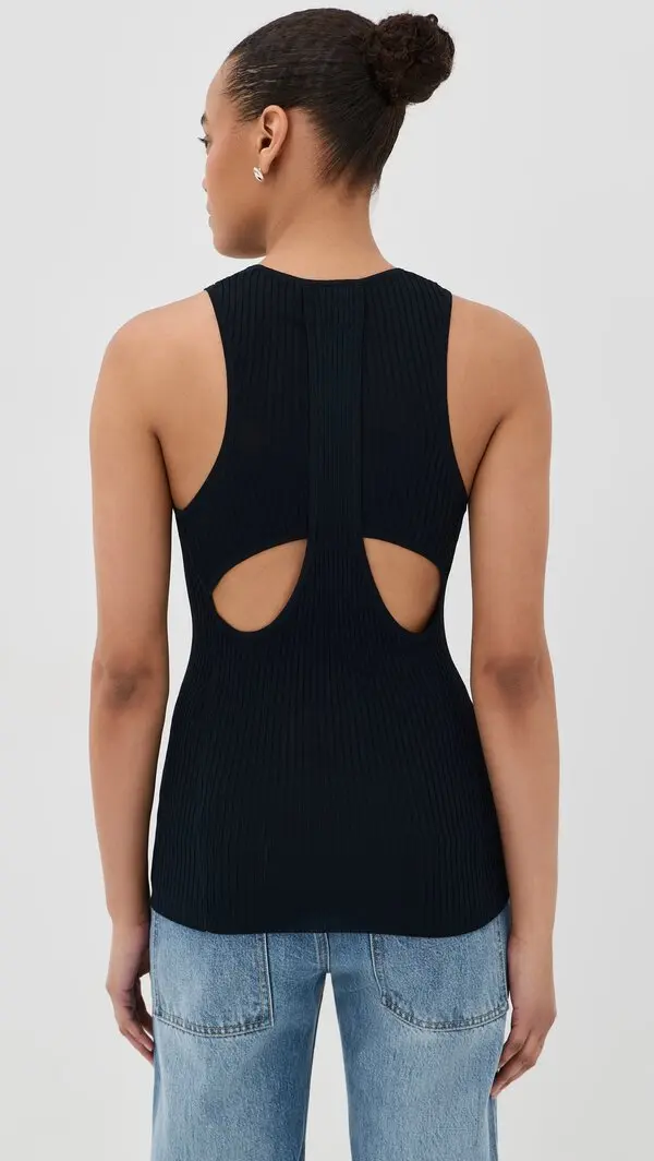 Tibi Ribbed Cut Out Tank Top