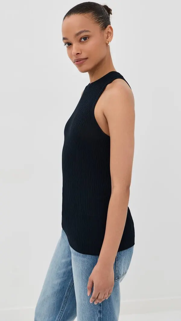 Tibi Ribbed Cut Out Tank Top