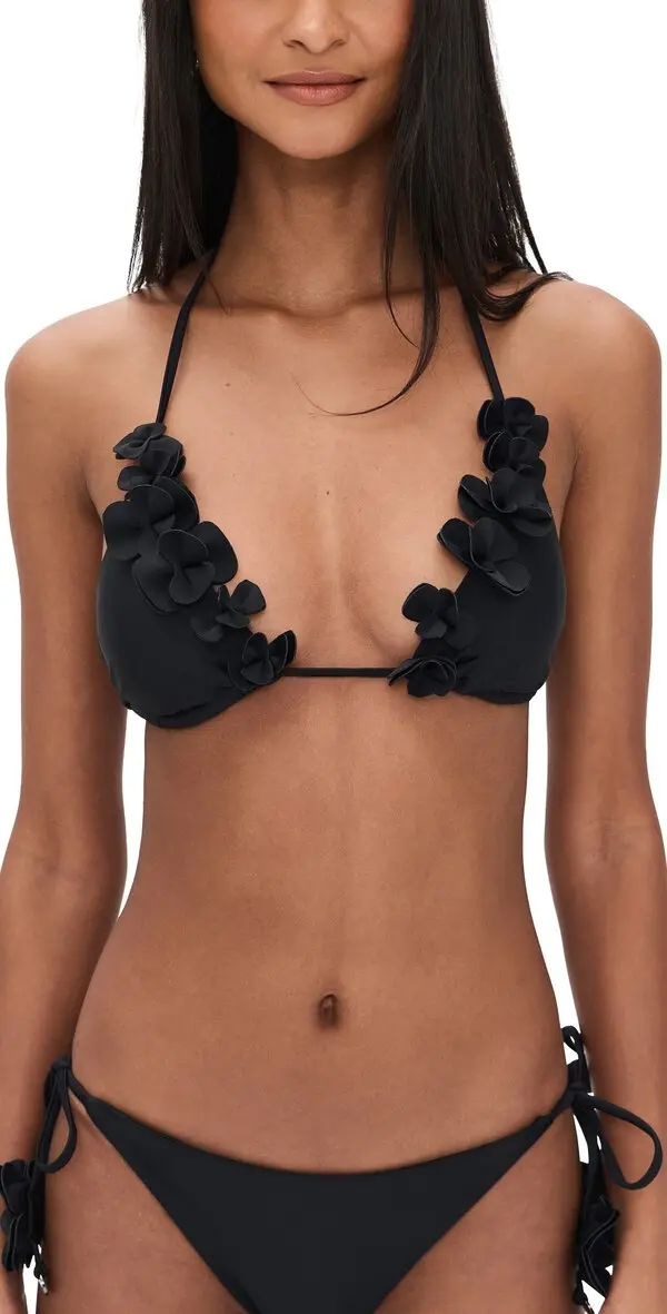 Ramy Brook Floral Nikoleta Bikini Top - Black