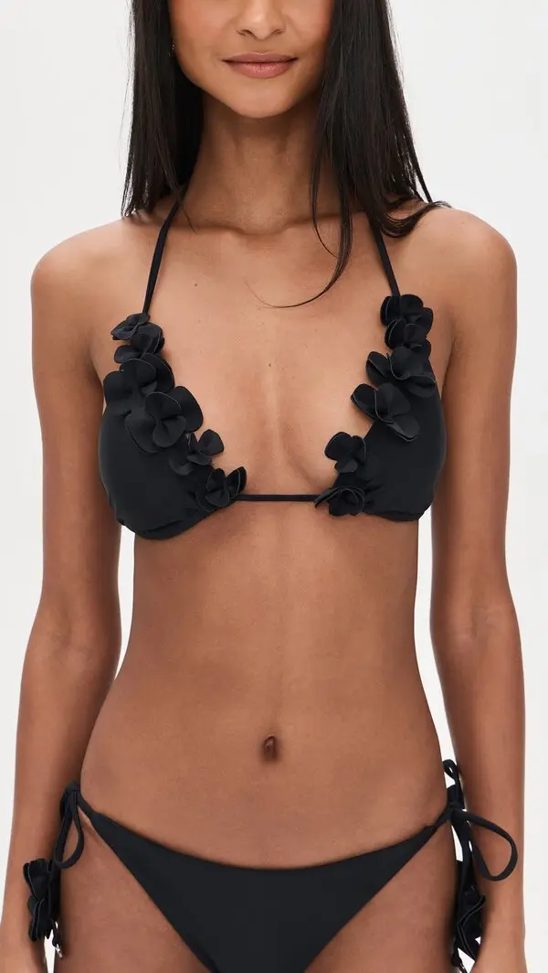 Ramy Brook Floral Nikoleta Bikini Top - Black