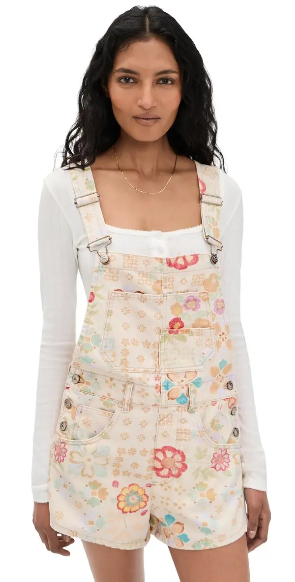 Free People Ziggy Printed Shortalls - Sun Drenched Combo