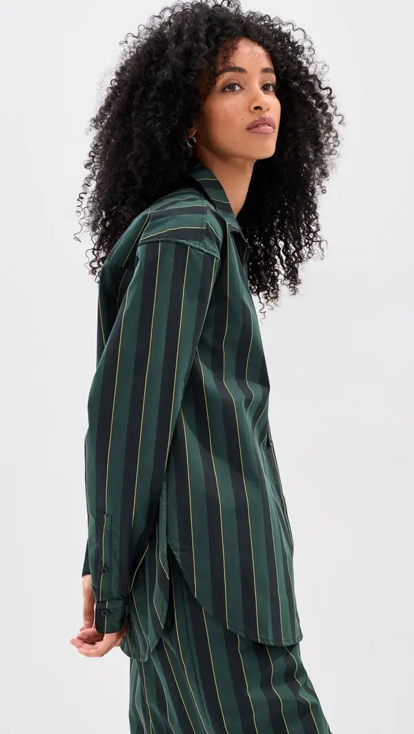 LE BOP Striped Button-down Shirt - Hunter Stripe
