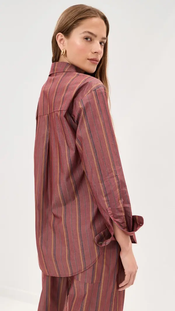LE BOP Striped Button-down Shirt - Rust Stripe
