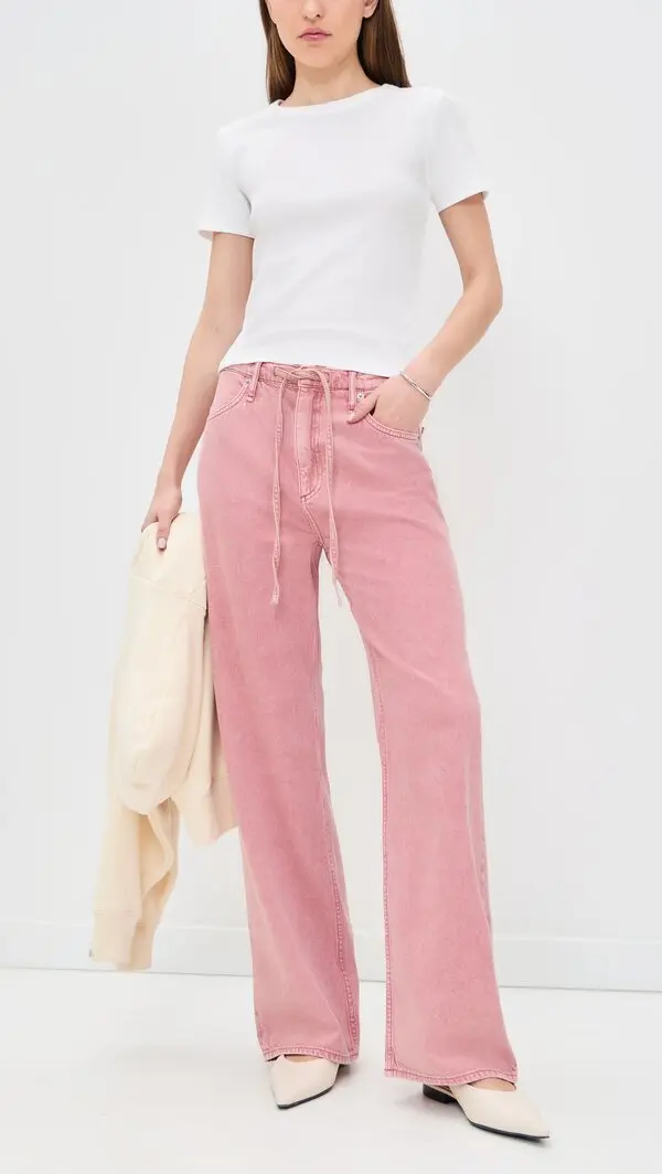 Rag & Bone Featherweight Phoebe Drawstring Jeans - Raspberry