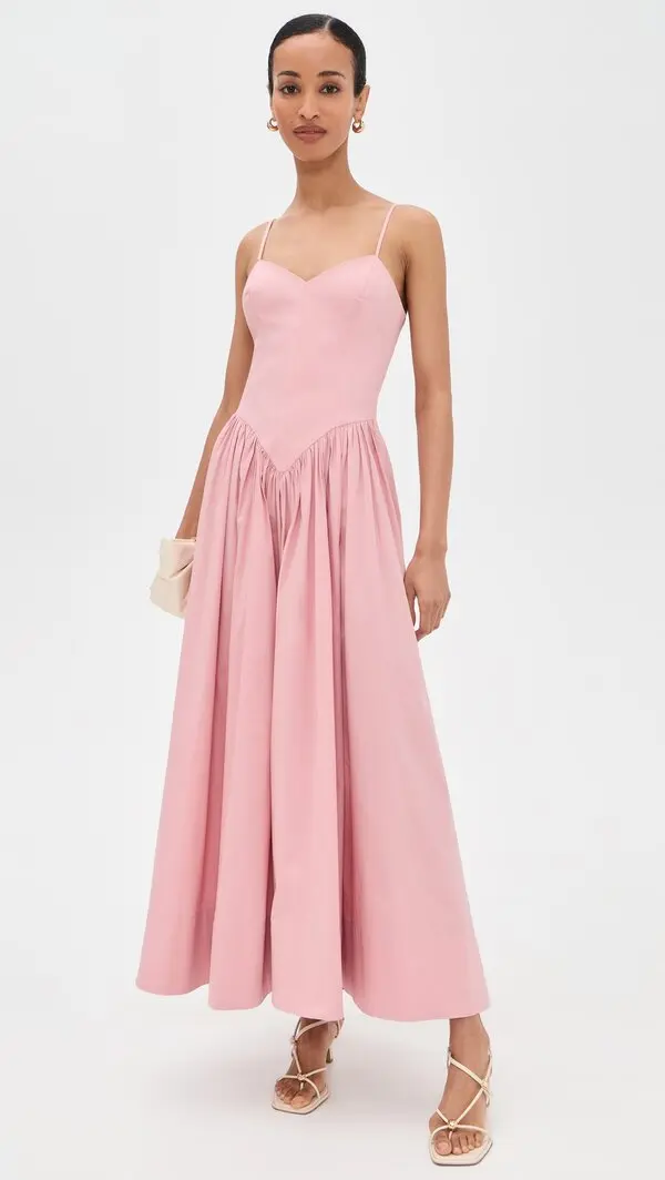 Hemant & Nandita Corseted Sweetheart Neck Maxi Dress - Pink