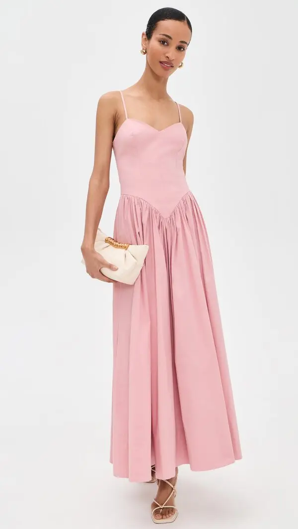 Hemant & Nandita Corseted Sweetheart Neck Maxi Dress - Pink