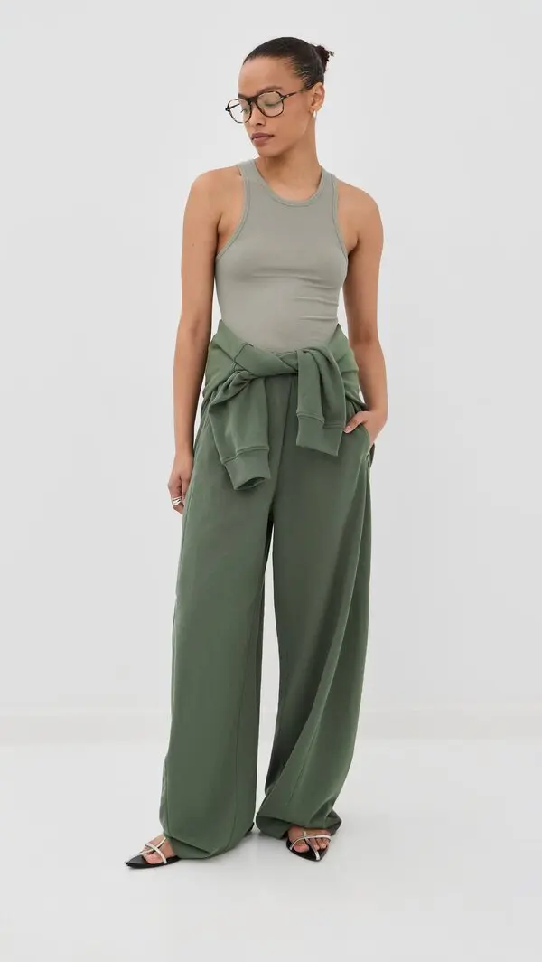 Tibi French Terry Sweatpants - Olive