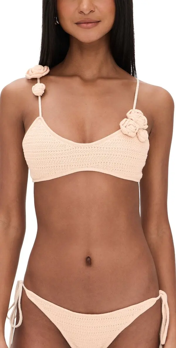 Devon Windsor Adrienne Crochet Bikini Top - Vanilla