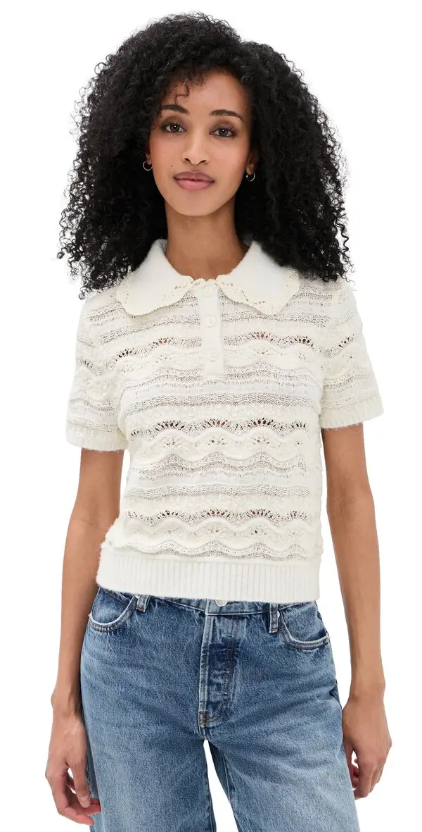 Line & Dot Risi Sweater Textured Knit Polo