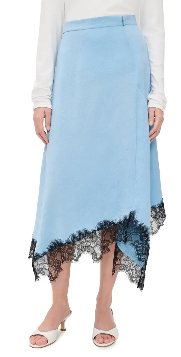 Baum Und Pferdgarten Crinkled Skirt With Lace Trim - Dusk Blue