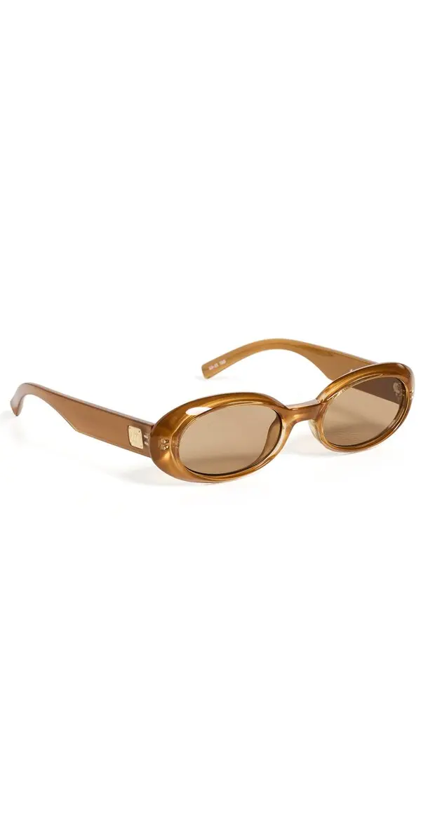 Le Specs Work It Oval Frame Sunglasses - Gold Pearl