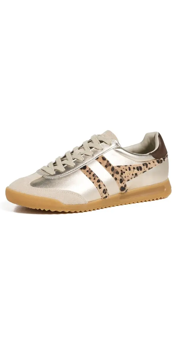 Gola Torpedo Glimmer Safari Sneakers - Gold/leopard/dark Brown