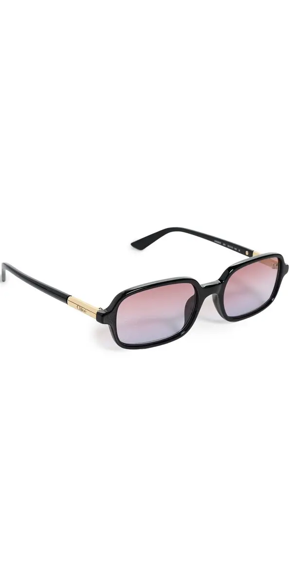 Chloé Judy Rectangular Sunglasses - Black/red