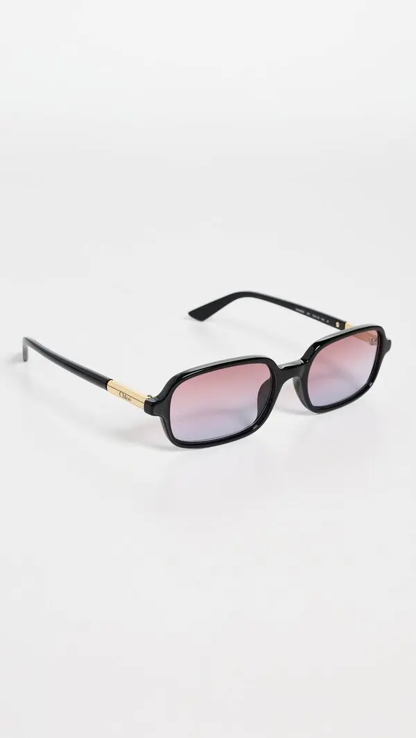 Chloé Judy Rectangular Sunglasses - Black/red