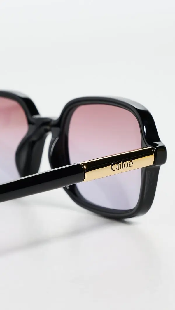 Chloé Judy Rectangular Sunglasses - Black/red