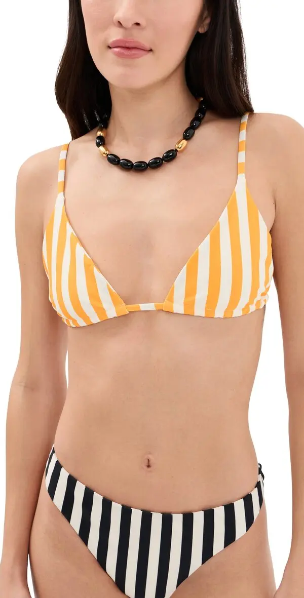 SIMONMILLER Striped Bikini Top - Sungold/ecru Stripe