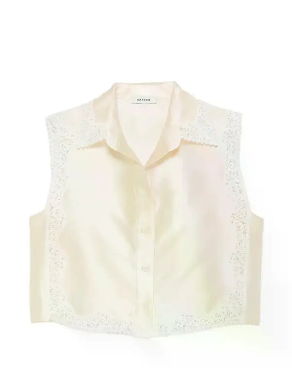 Sandro Lace-panel Cropped Shirt - Neutrals
