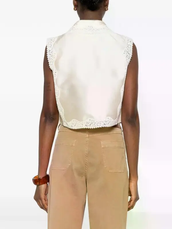 Sandro Lace-panel Cropped Shirt - Neutrals