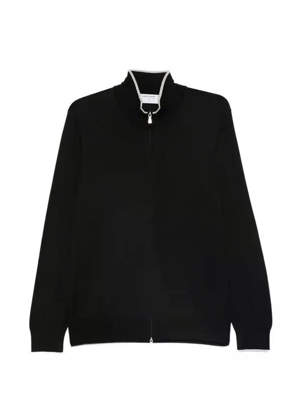 GRAN SASSO Zip-up Cardigan - Black