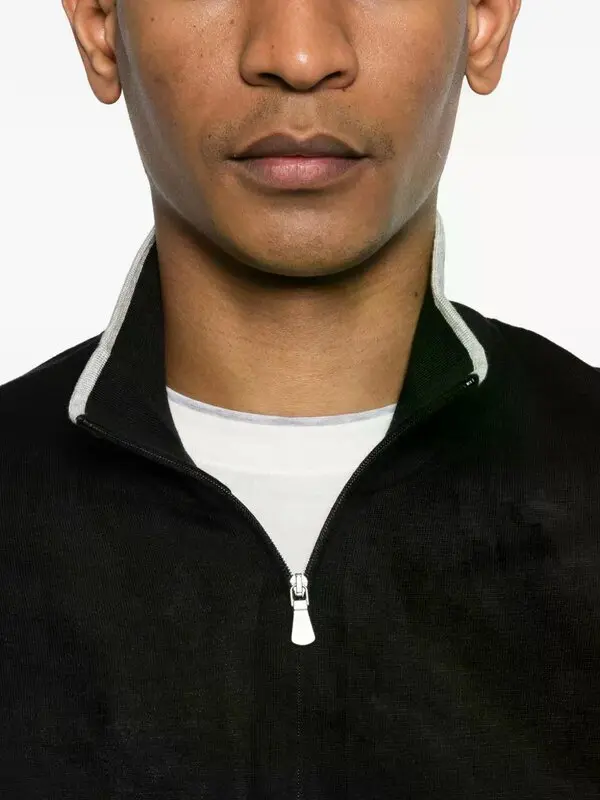 GRAN SASSO Zip-up Cardigan - Black