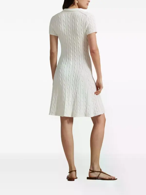 Polo Ralph Lauren Cable-Knit Cotton-Blend Polo Dress - White | Editorialist
